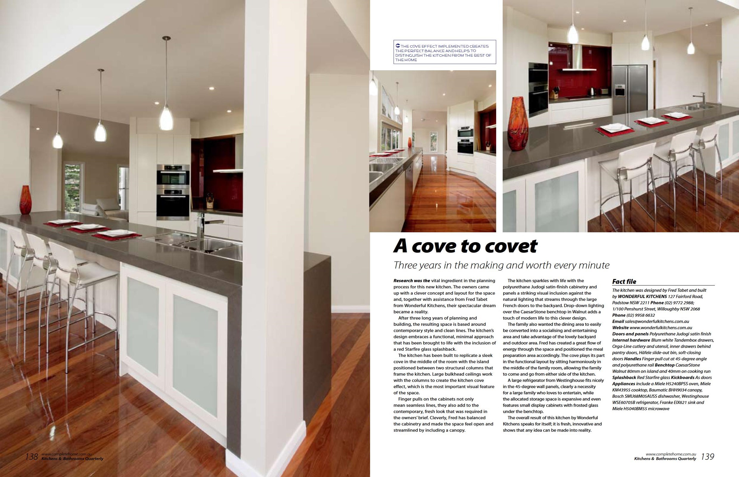 Kitchens & Bathrooms Quarterly - A cove to covet - Caesarstone New Zealand